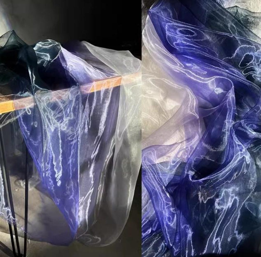 Black-purple Liquid Organza Fabric, Sheer Hanfu Robe Textile ...