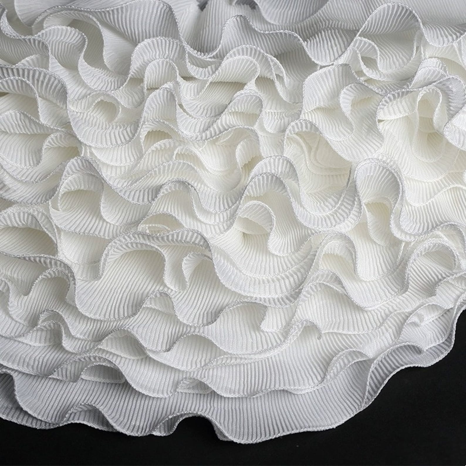 Sea Wave Pleated Organza Fabrics, Wedding Pleated Fabrics, Designer ...