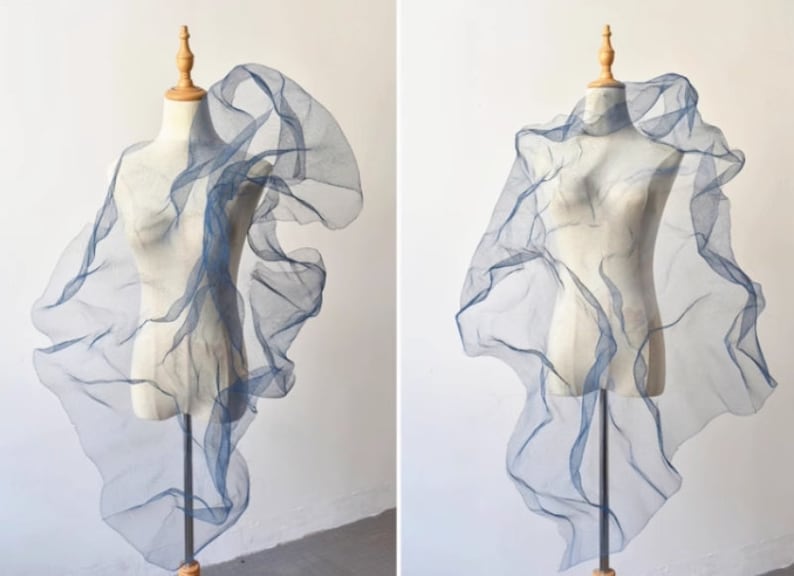 Klein Blue Wire Mesh Fabric, Cloud and Smoke Into Rain Decor Fabric ...