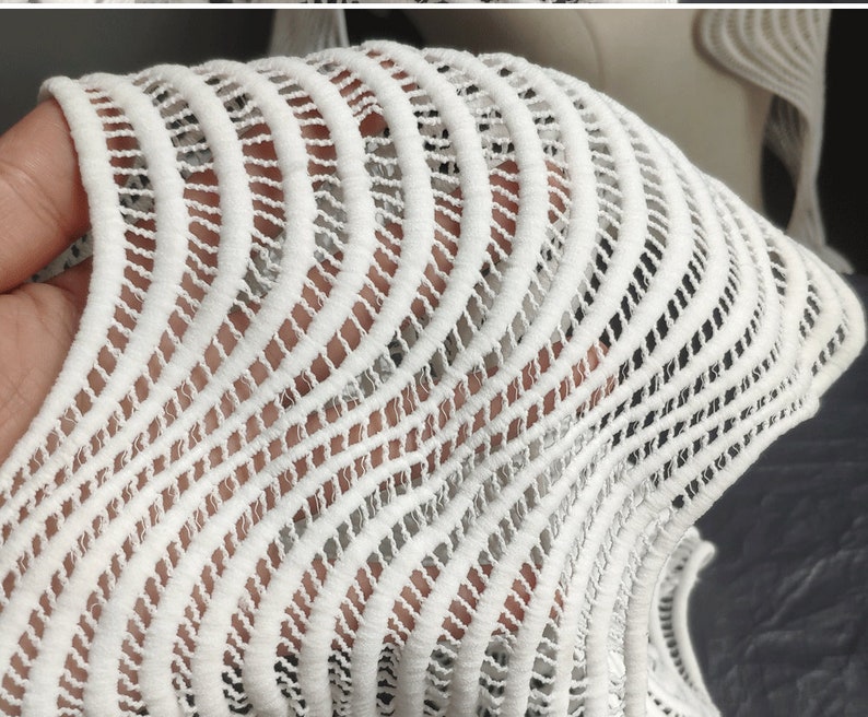 Creative Curved Openwork Lace Fabric, Lace Wave Soft Fabric, Space ...