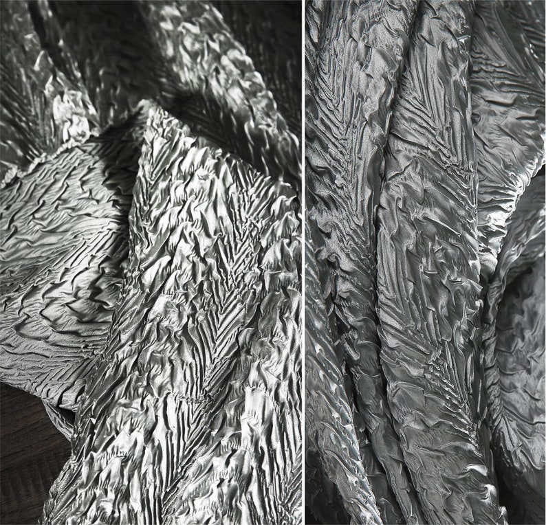 Silver Dragon Scale Textured Pleated Fabrics, Embossed 3D Fish Scale ...