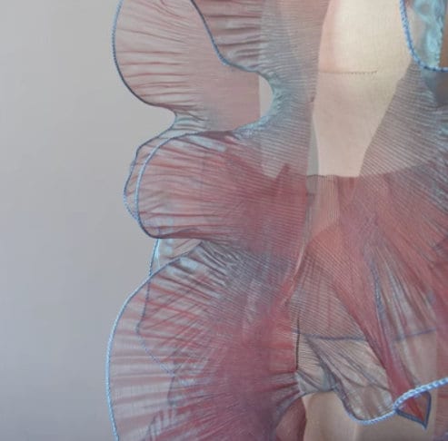 Pleated Sheer Organza Fabric, Wave Lace Ruffle Pleat Fabric, Mesh ...