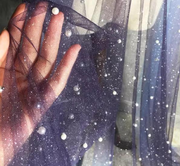 Starry Sky Pearl Mesh Fabric, Gradient Transparent Tulle Fabrics ...
