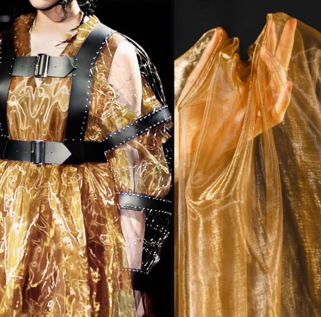 Luxury Gold Mesh Fabric, See-through Organza Fabric, Liquid Sheer Aqua ...