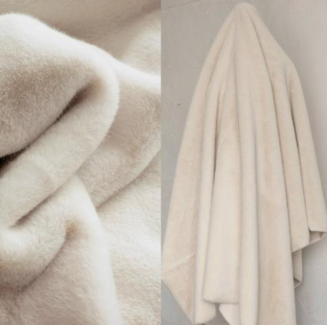 Vegetarian Matte Furry Fabric, Oversize Fur Coat Fabrics, White Plain ...