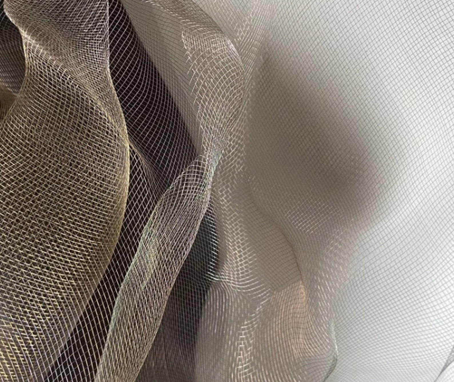 White-grey Wire Mesh Fabric, Steel Hard Mesh Tulle Fabric, 37'' Width ...