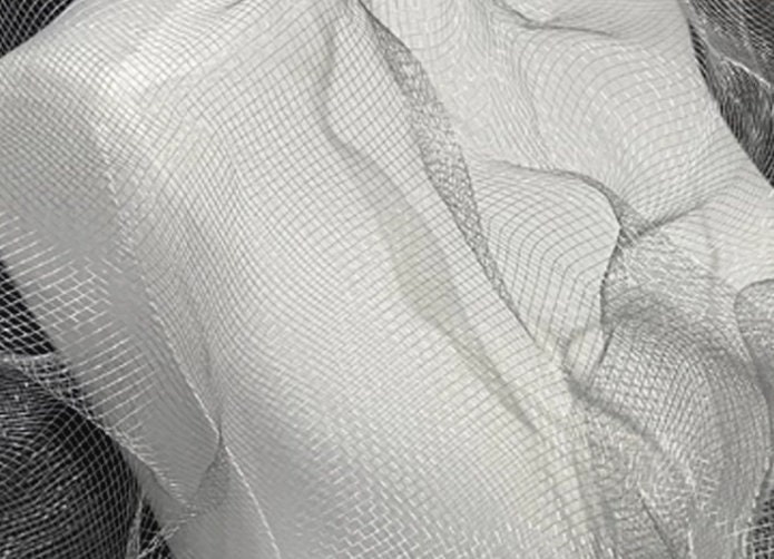 White-grey Wire Mesh Fabric, Steel Hard Mesh Tulle Fabric, 37'' Width ...