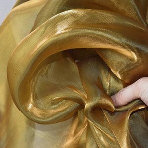 Glazed Gold Soft Glitter Organza Fabric, Metallic Luster Laser Fabric ...