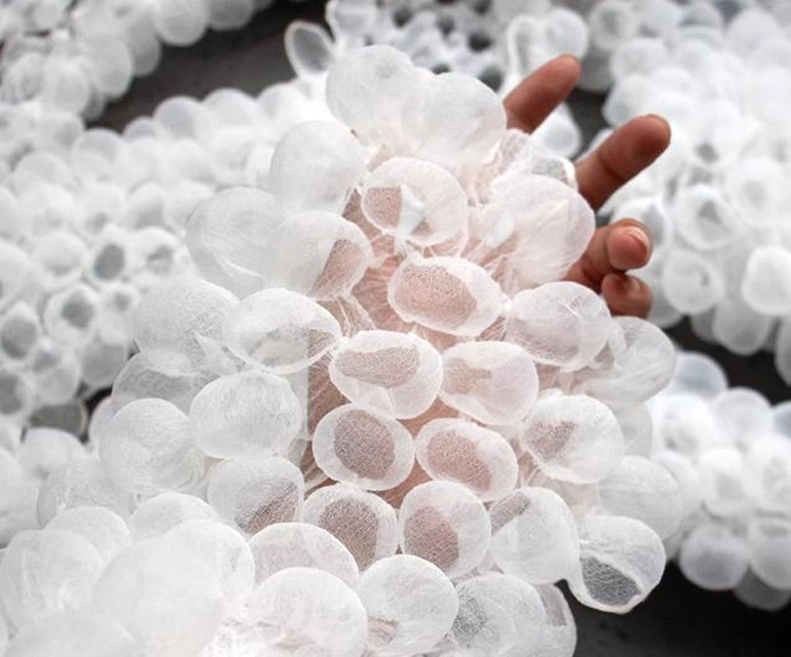 White Bubble Yarn Fabrics, See-through Bubble Modelling Fabrics ...