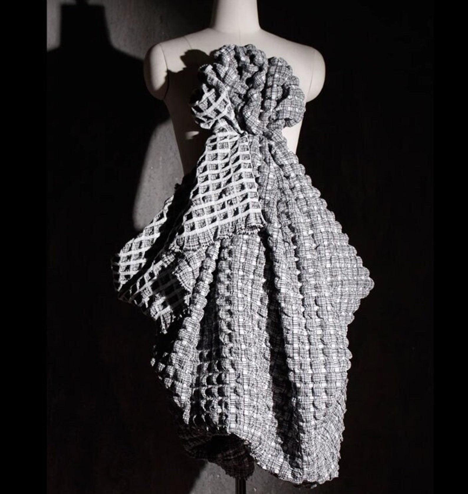 Bump Check Jacquard Fabric, Gray 3D Textured Fabric, Creative Costume ...