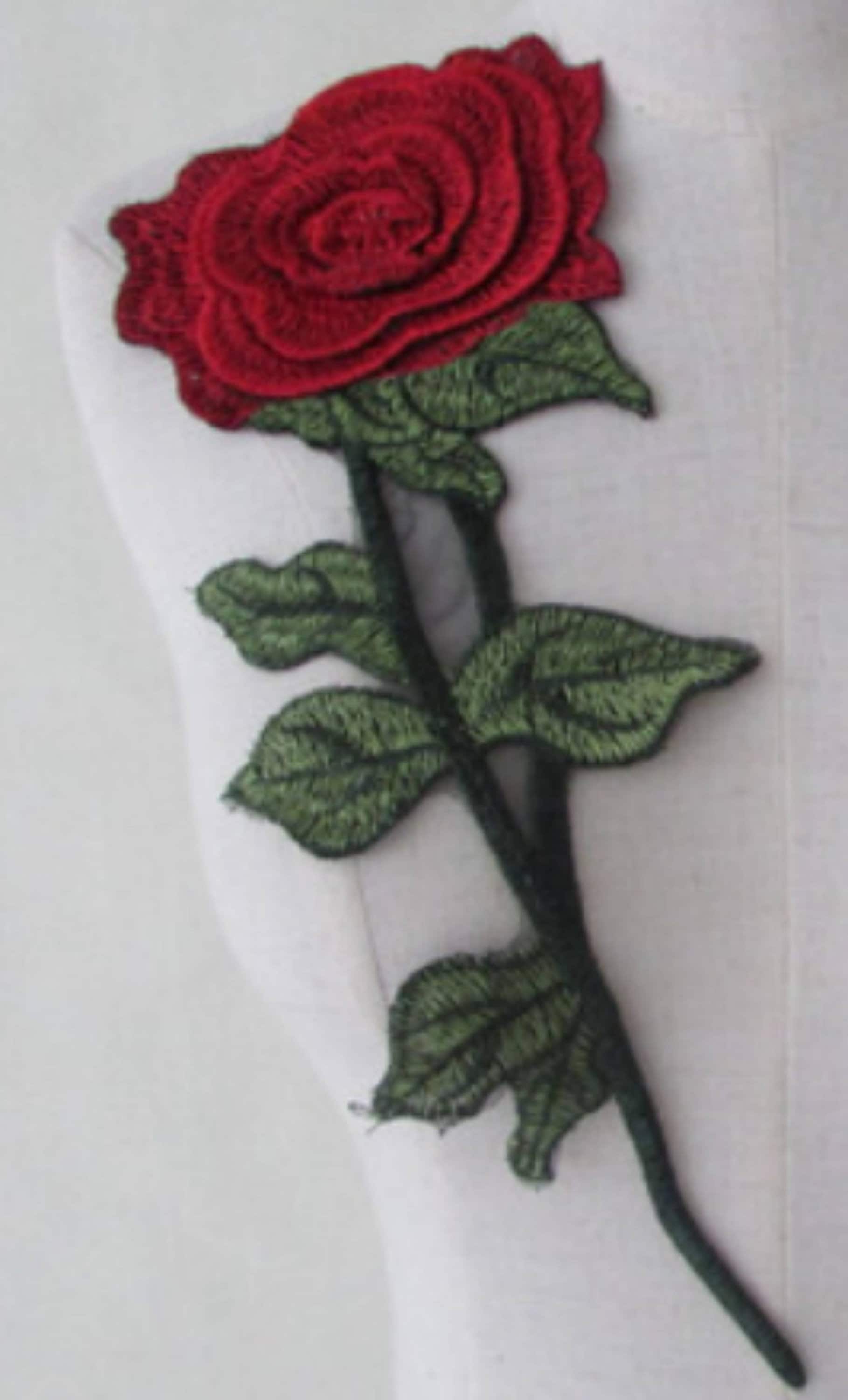 3D Red Rose Applique, Lace Rose Applique for Grad Gowns, Red Flower ...