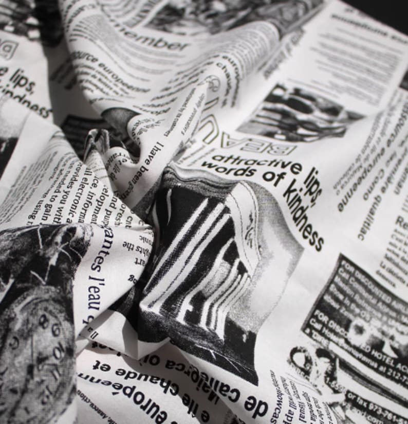 Newspaper Elements Shirt Fabric, Creative Printing Cotton Fabric ...