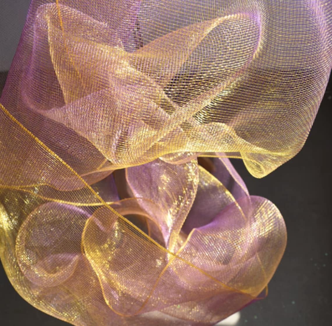 Purple-gold Colors Wire Mesh Fabric, Illusion Hard Mesh Laser Fabric ...