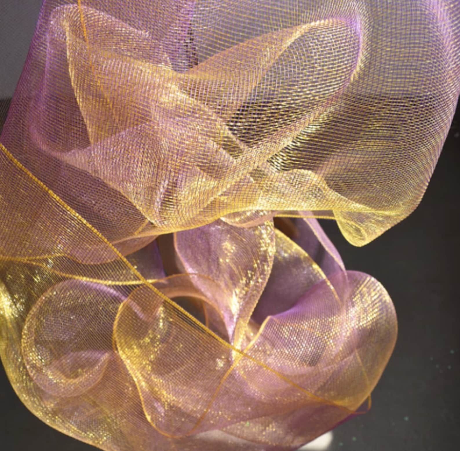 Purple-gold Colors Wire Mesh Fabric, Illusion Hard Mesh Laser Fabric ...