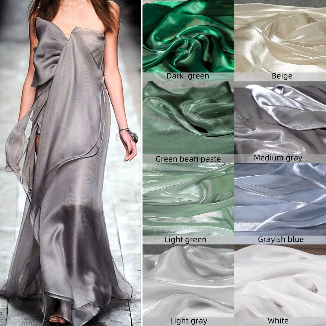 Starlight Satin Semi Sheer Wedding Fabric, Gradient Color Satin Mermaid ...
