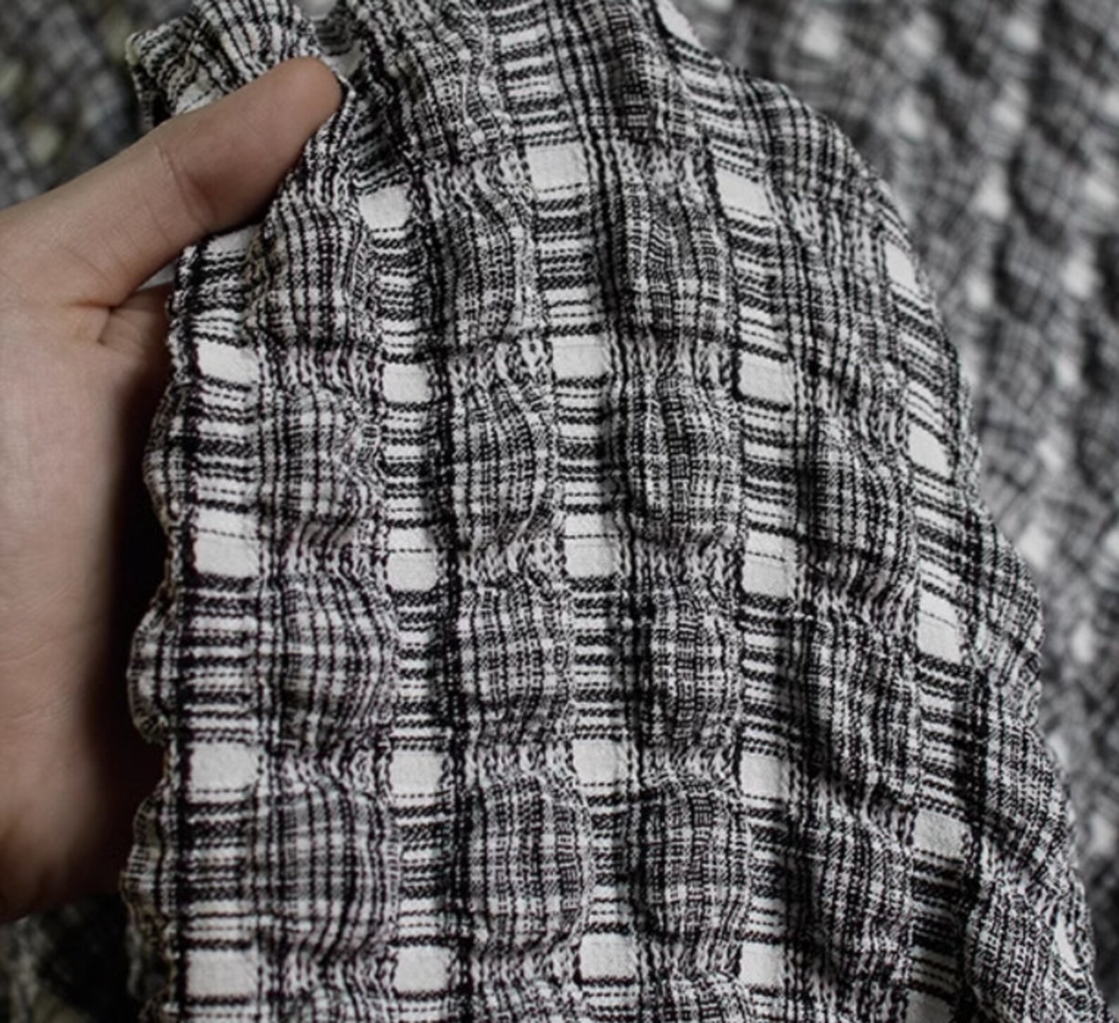 Bump Check Jacquard Fabric, Gray 3D Textured Fabric, Creative Costume ...
