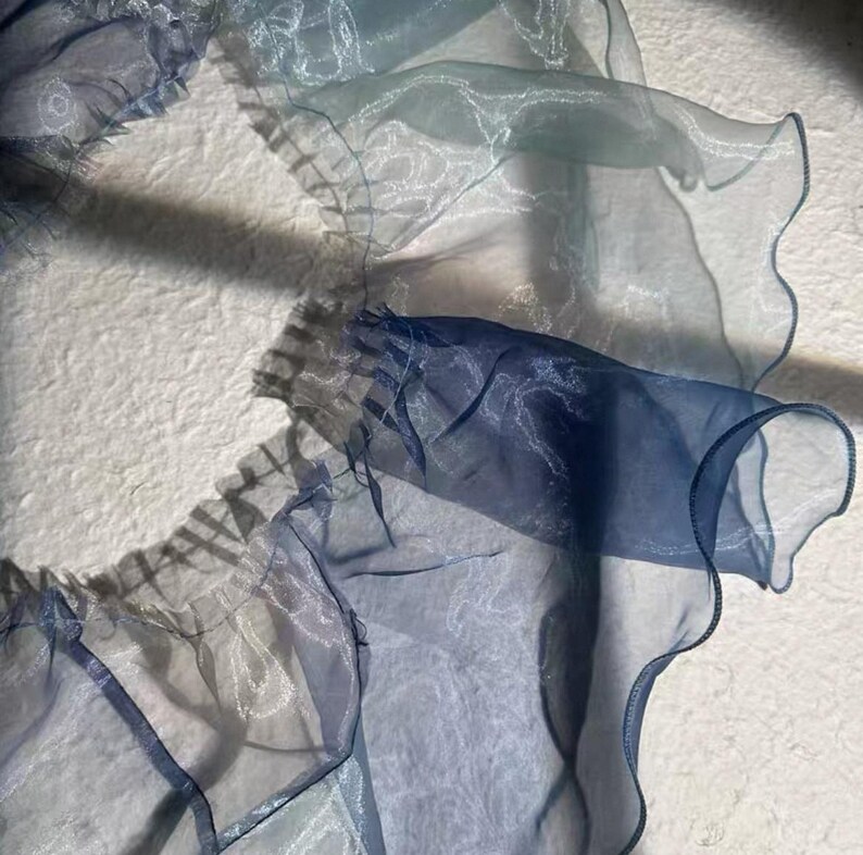 Blue and Purple Wave Fabric, Lace Tulle Fabric, Ruffle Pleated Fabric ...