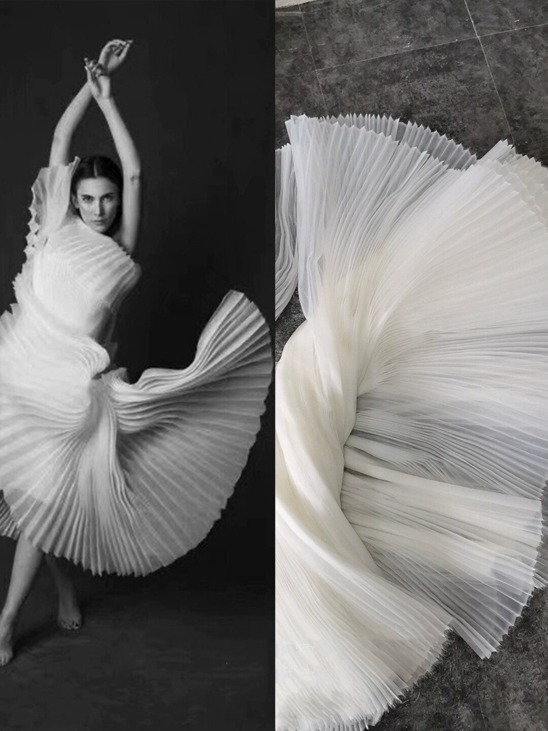 Hard Yarn Organza Fabric, Gradient Pleated Fabric, 59'' Wide Designer ...