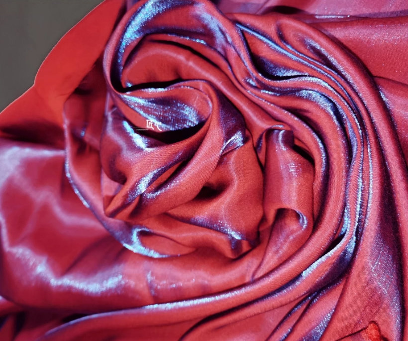 Pink-blue Glass Silk Fabric, Metallic Glossy Fabrics, Gradient Satin ...