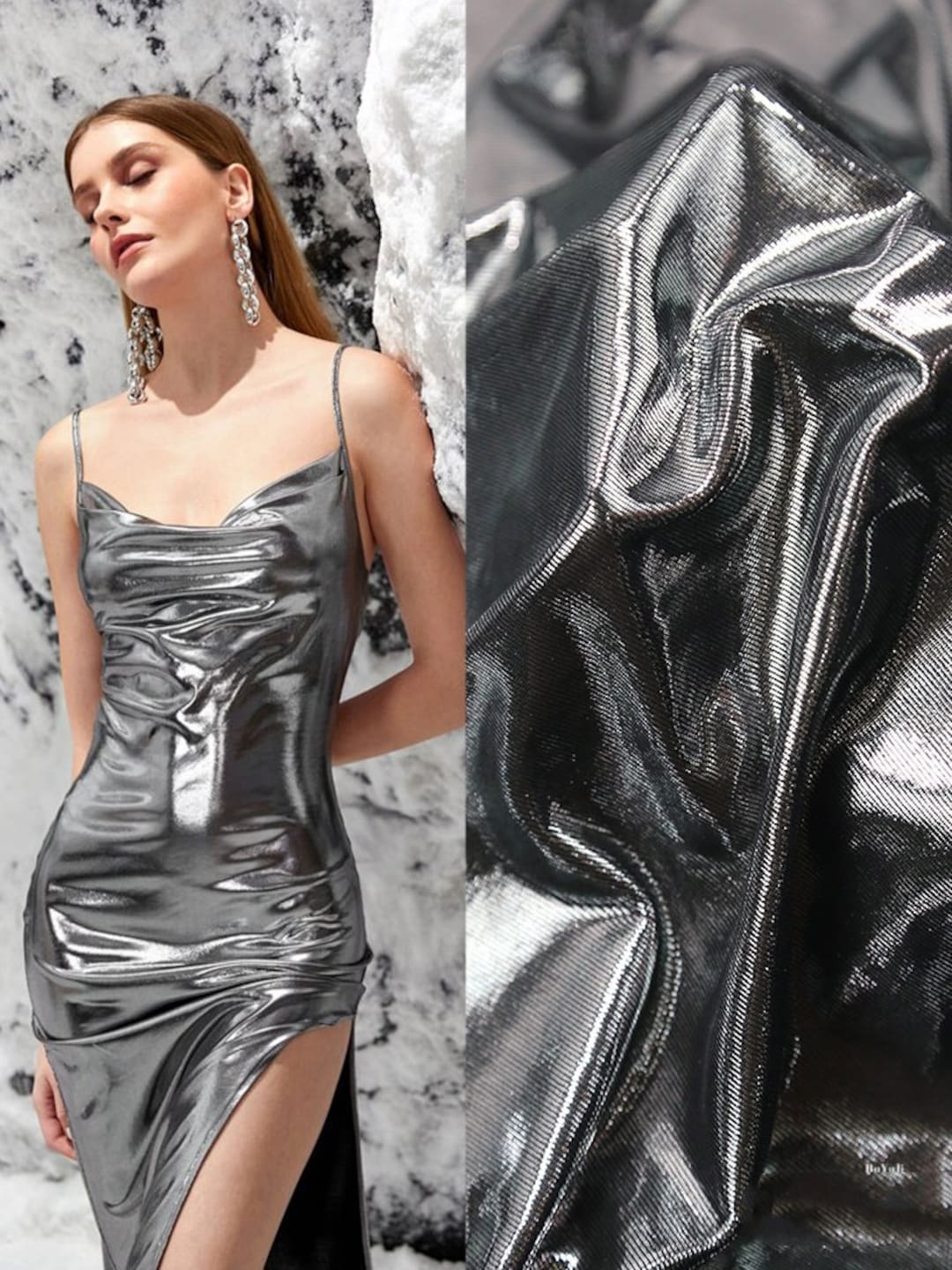 Liquid Metallic Satin Fabric, Shiny Silky Mermaid Fabric, Crystal Satin ...