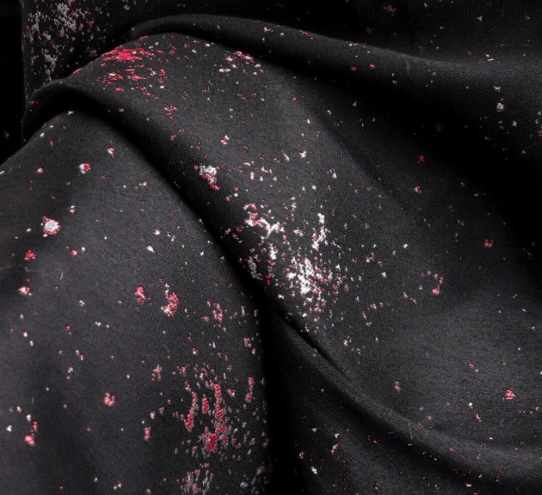Rust Dots Jacquard Fabric, Red and Black Gilt Jacquard Fabric, Retro ...