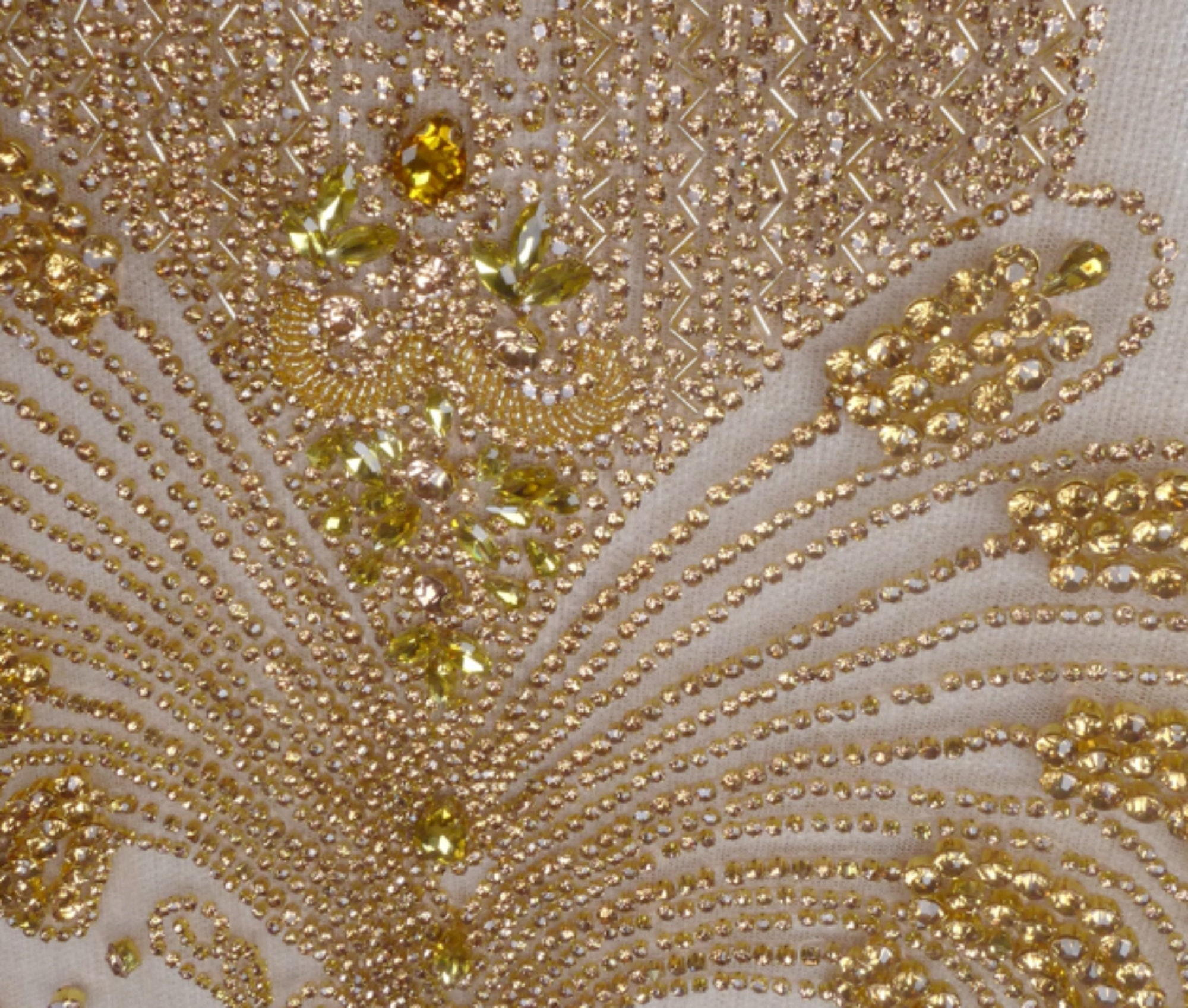 Gold Rhinestone Applique, Full Bodice Appliques Patch, Luxury Beaded ...