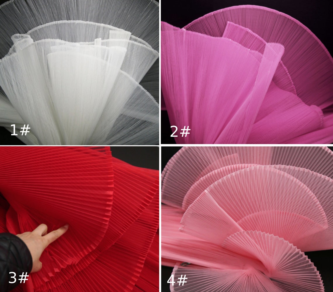 Gradient Sheer Pleated Fabric, Hard Yarn Ruffle Fabric, Mesh 3D Folds ...
