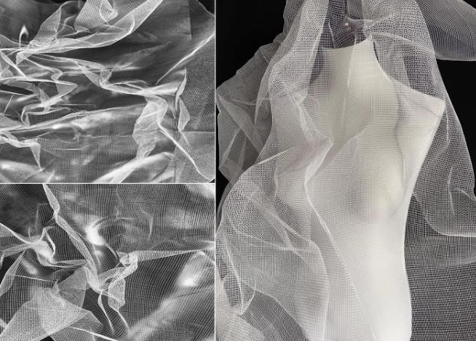 White-grey Wire Mesh Fabric, Steel Hard Mesh Tulle Fabric, 37'' Width ...
