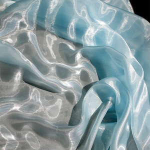 Liquid Aqua Satin Fabric, Shiny Silky Mermaid Fabric, Reflective ...