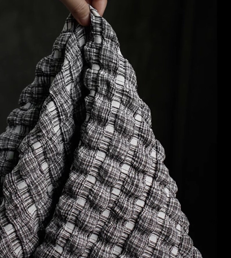 Bump Check Jacquard Fabric, Gray 3D Textured Fabric, Creative Costume ...