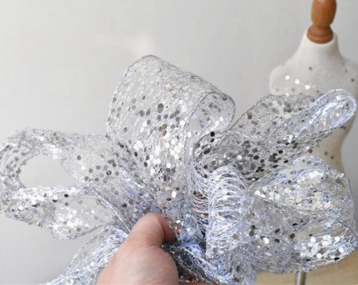Silver Sequins Wire Lace Fabric, Shiny Metallic Stiff Wire Mesh Fabrics ...