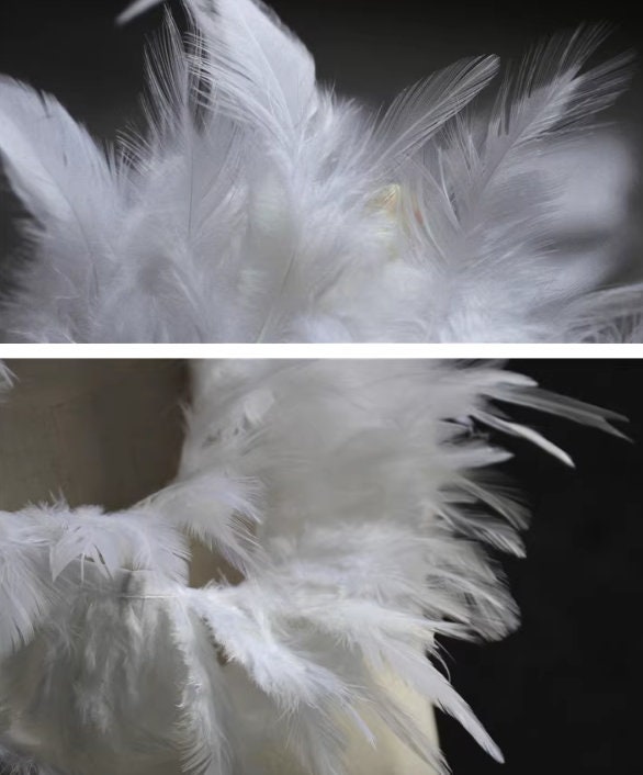 White Feather Tasseled Fabric, Soft Fringed Feather Fabric, Fabric by ...