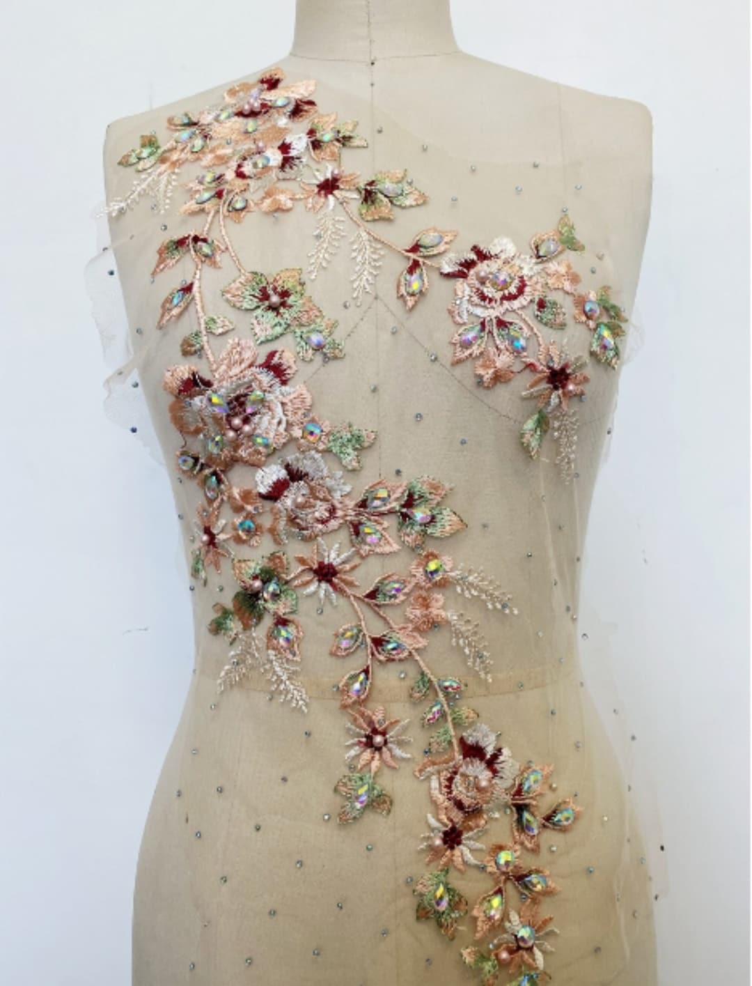 Green Leaves Embroidered Appliques, Big Size Floral Applique Patch ...