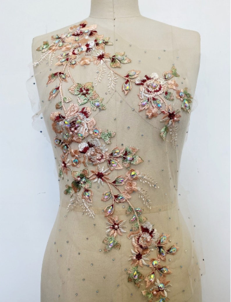 Green Leaves Embroidered Appliques, Big Size Floral Applique Patch ...