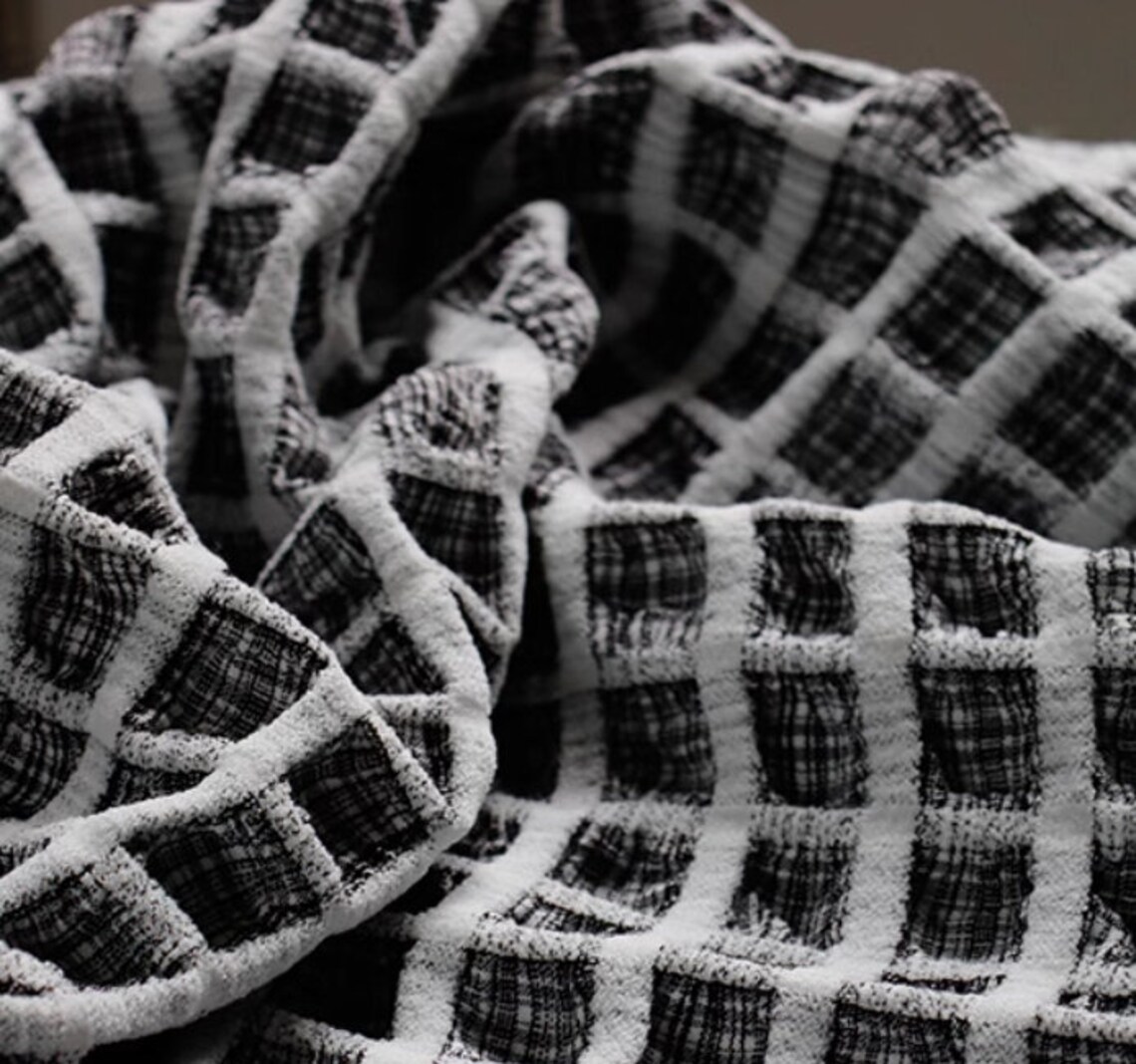 Bump Check Jacquard Fabric, Gray 3D Textured Fabric, Creative Costume ...