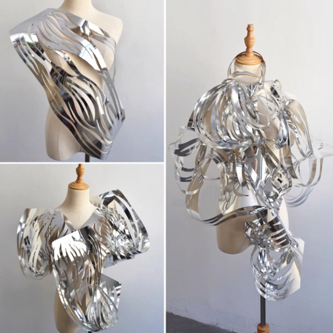 Double-sided Silver Mirror Fabric, Film Wave Texture Paper Fabric, PVC ...