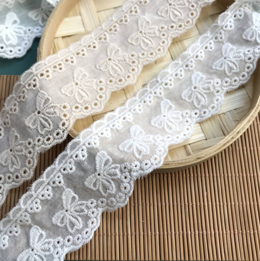 1 Yard Butterfly Lace Trim, Beige Exquisite Alice Lace, Scalloped ...
