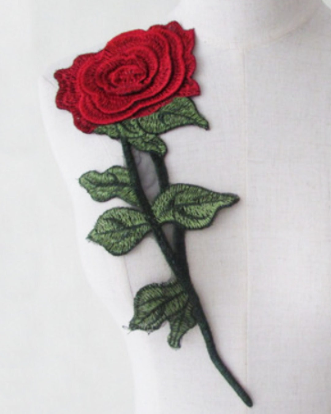 3D Red Rose Applique, Lace Rose Applique for Grad Gowns, Red Flower ...