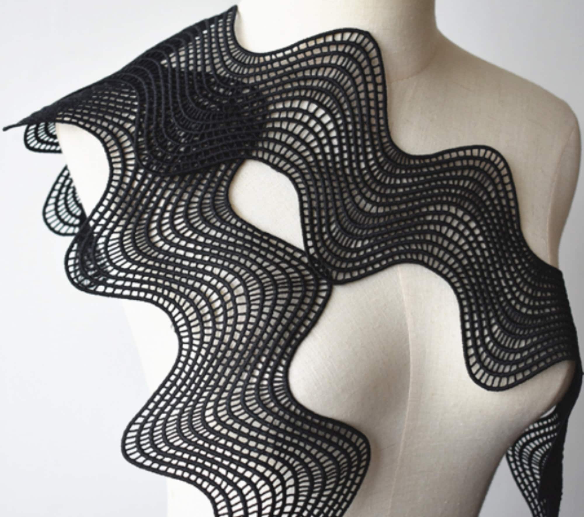 White S-curve Wave Fabric, Creative Openwork Soft Fabric, Sold by 50 Cm ...