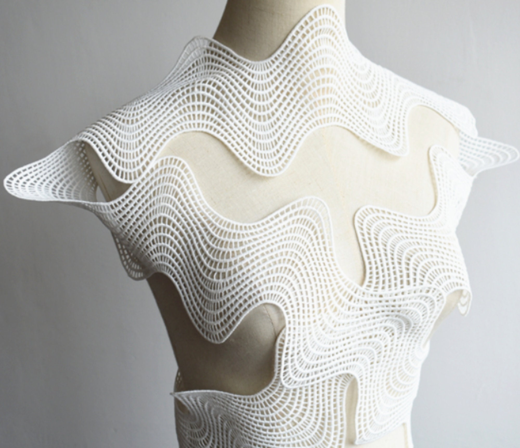 White S-curve Wave Fabric, Creative Openwork Soft Fabric, Sold by 50 Cm ...