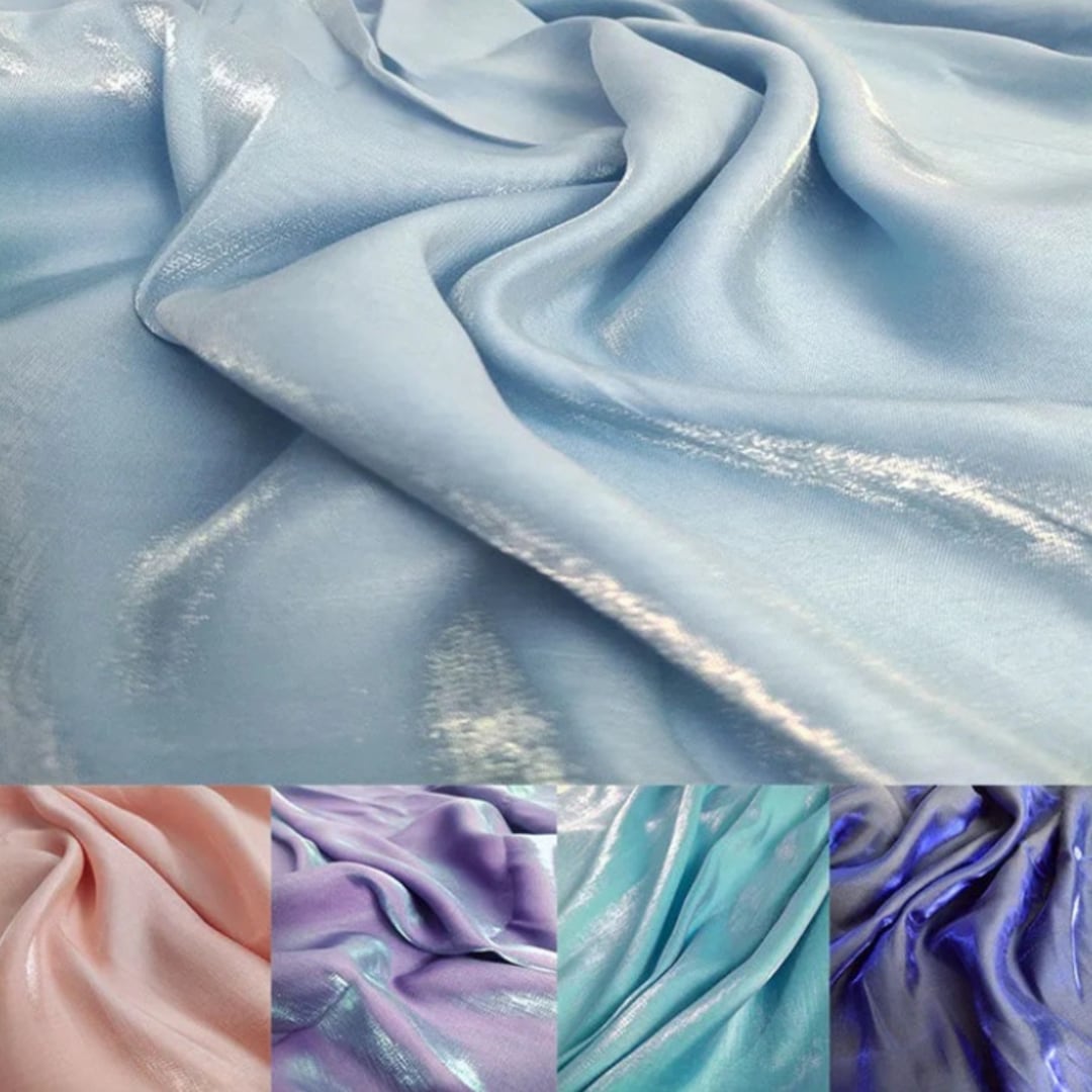 Metallic Glossy Glass Silk Fabric, Gradient Satin Mermaid Fabric ...