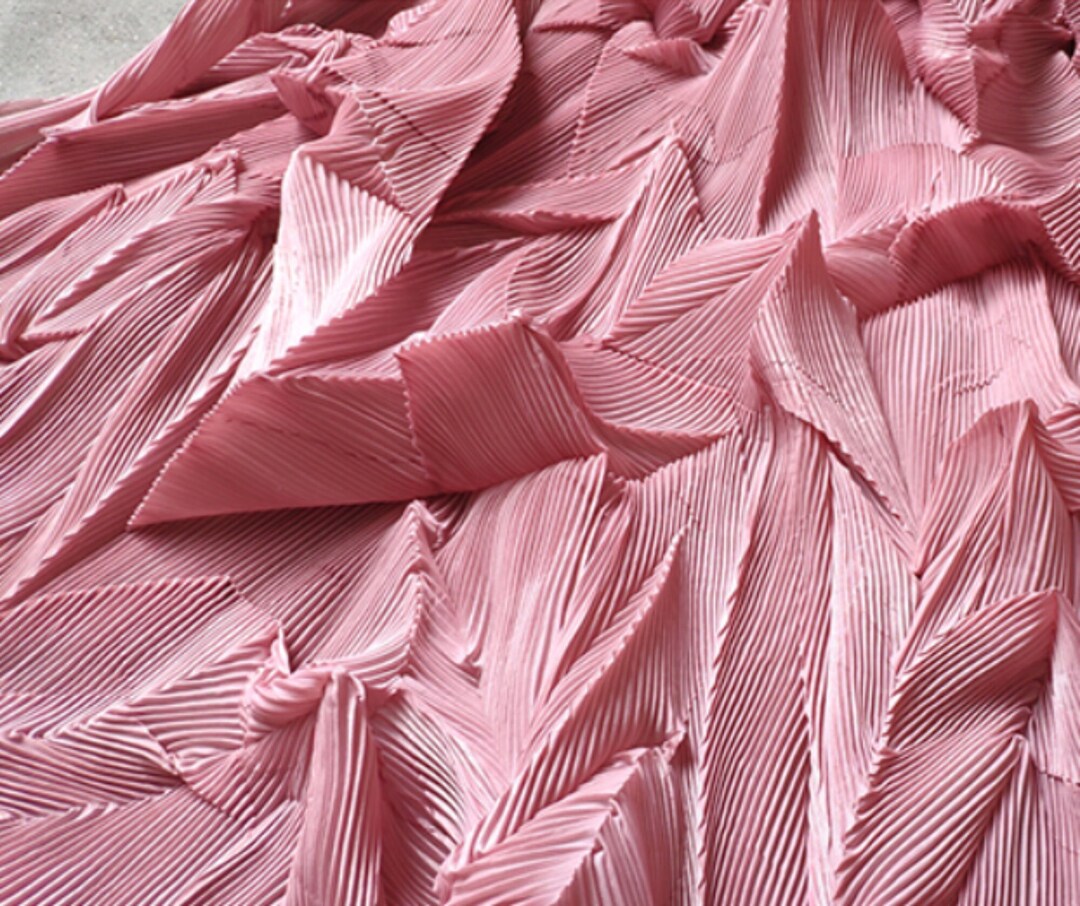 Red Pleated Fabric, Ruffle Texture Pleat Fabric, 39.37in Width ...