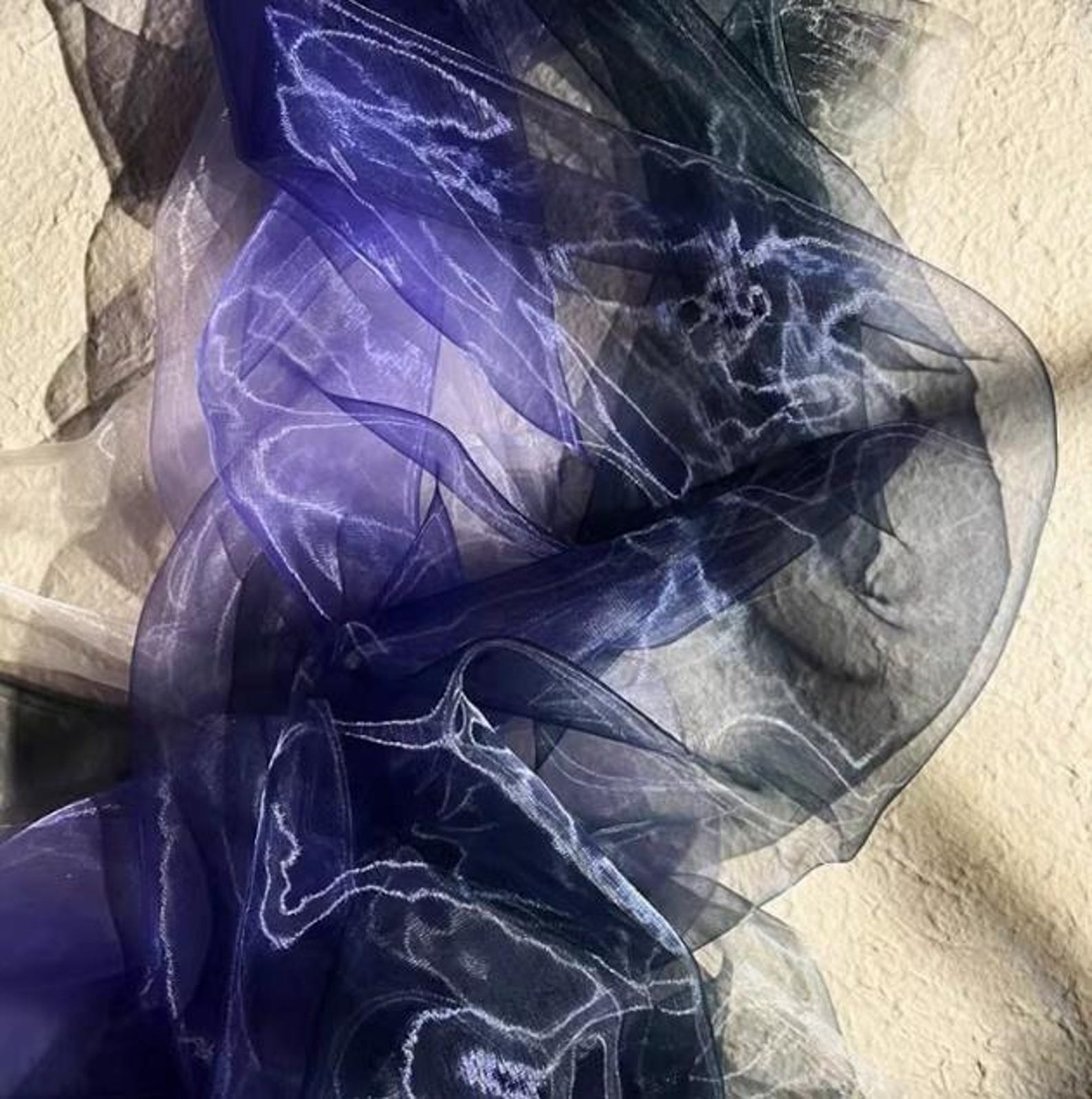 Black-purple Liquid Organza Fabric, Sheer Hanfu Robe Textile ...
