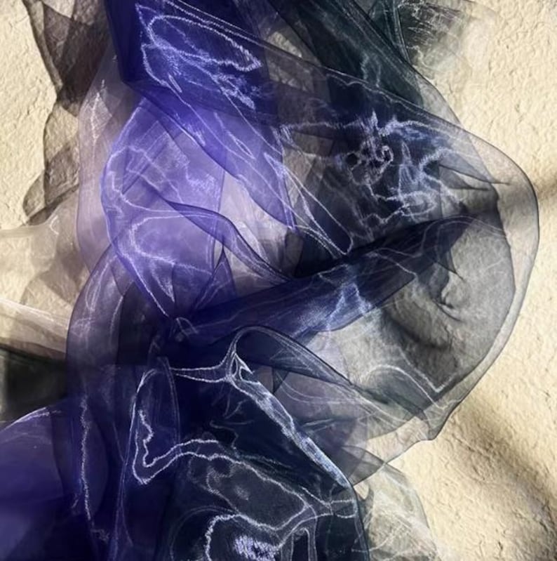 Black-purple Liquid Organza Fabric, Sheer Hanfu Robe Textile ...
