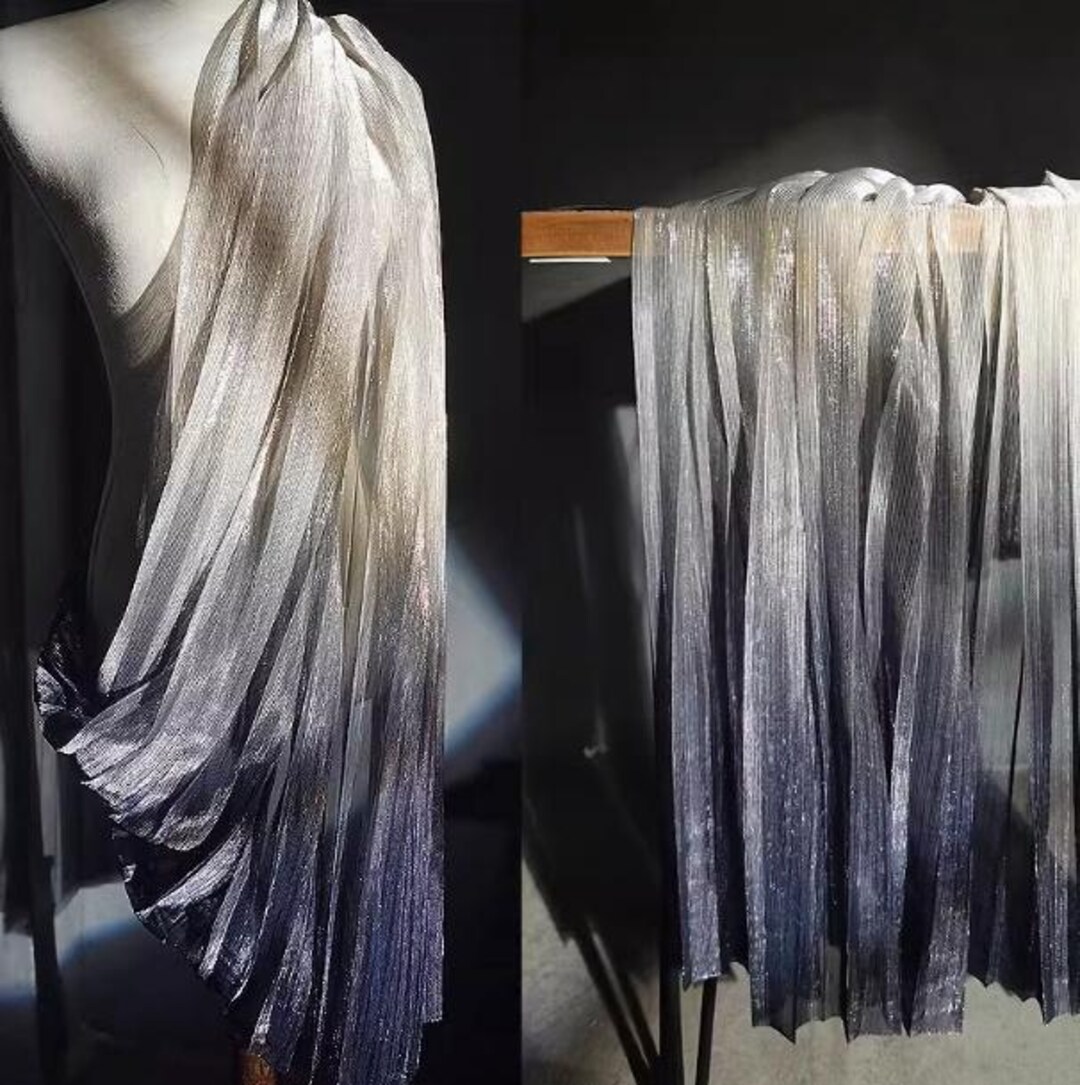 Champagne Gold Organza Fabric, Gradient Laser Weave Fabric, Illusion ...