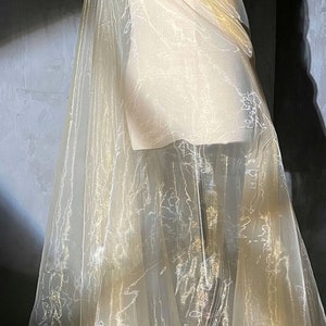 Light Gold Organza Fabric, Mesh Hard Organza Fabric, Tulle Glitter ...