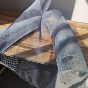 Dusty Blue Wire Mesh Fabric, Cloud and Smoke Into Rain Decor Fabric ...