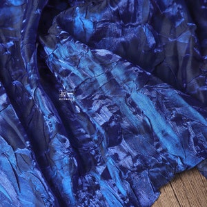 Navy Blue Wave Crepe Fabric, Ruffled Half Meter Fabric, 95cm Wide 3D ...