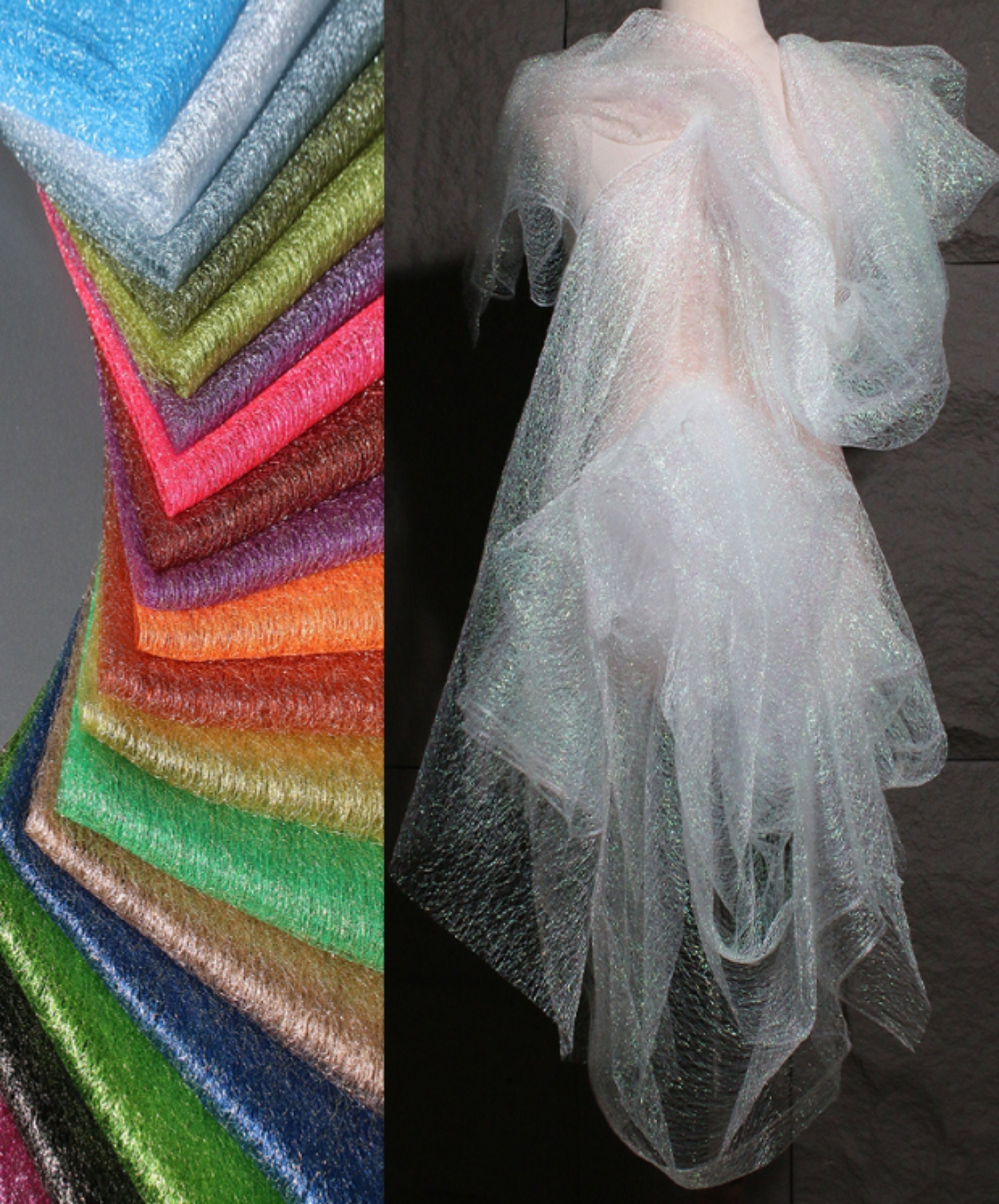 Illusion Color Soft Mesh Fabric, Laser Gradient White Fabric, Glitter ...
