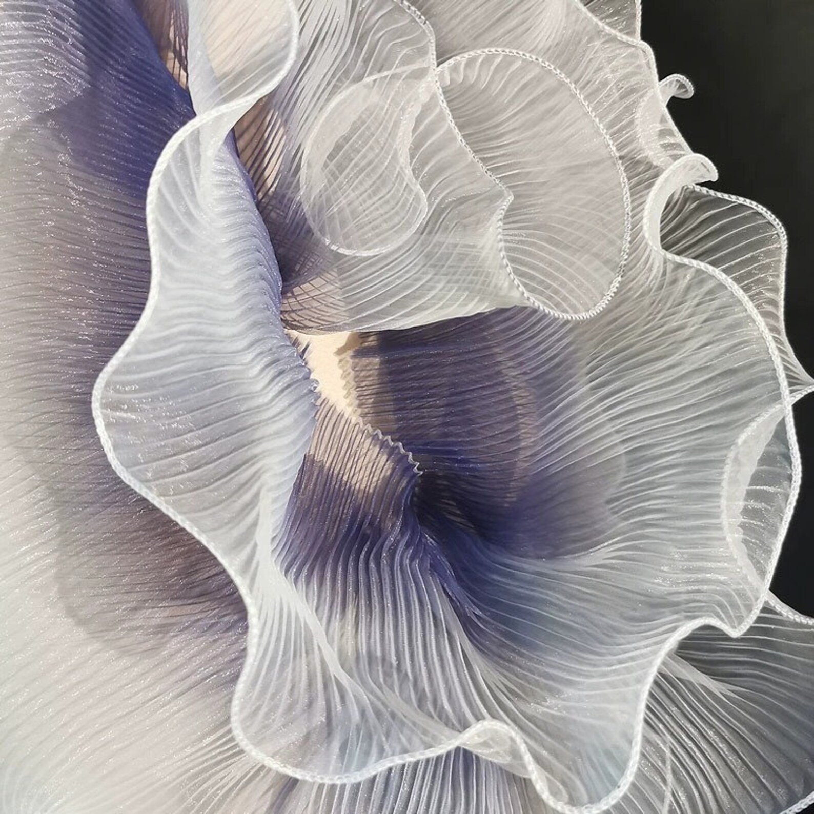 Purple Gradient Ruffle Fabric, Mermaid Ruffle Organza Fabric, Ruffled ...